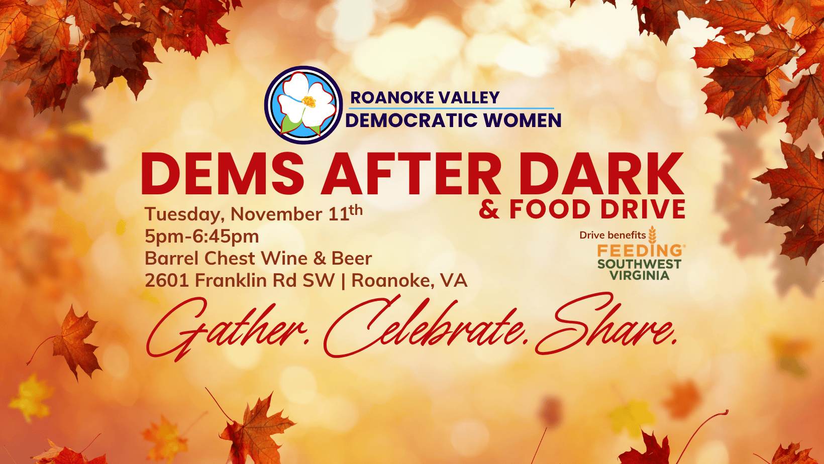 On Nov 11: Dems After Dark & Food Drive